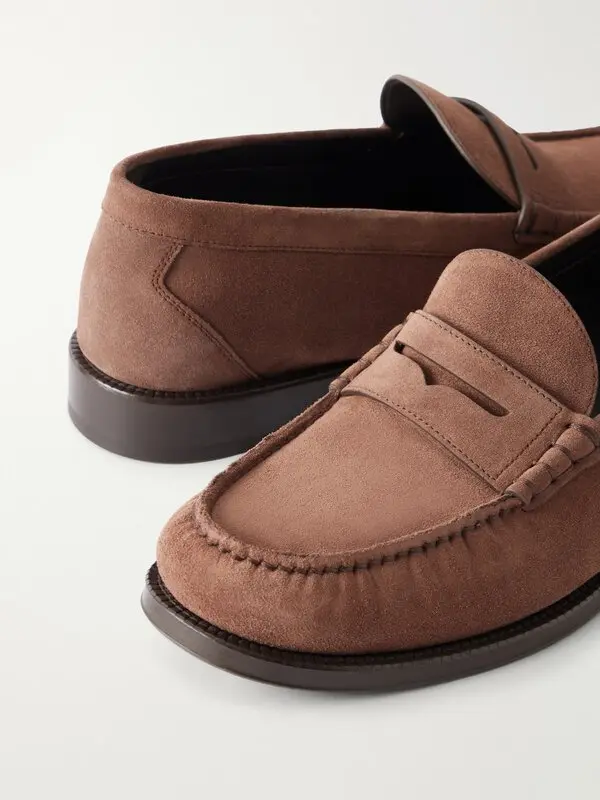 Brunello Cucinelli Suede Penny Loafers - Brown