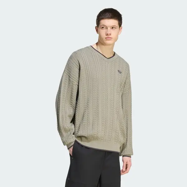 Adidas Cable Knit V-neck Sweater