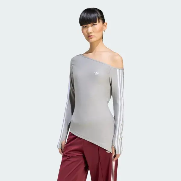 Adidas One Shoulder Asymmetric Top Grey