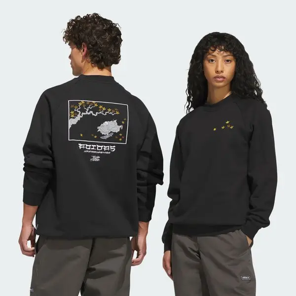 Adidas Skateboarding X Temple Of Skate "keep On Pushing" Crewneck Sweater - Black