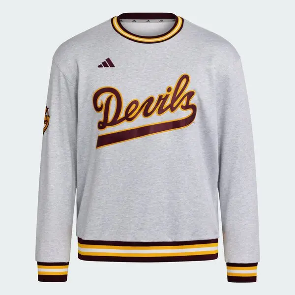 Adidas Arizona State University Ribbed Crew Sweatshirt Light Grey