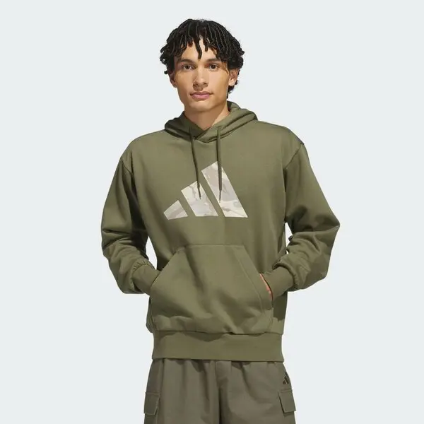 Adidas Camo Big Logo Graphic Hoodie - Olive Strata