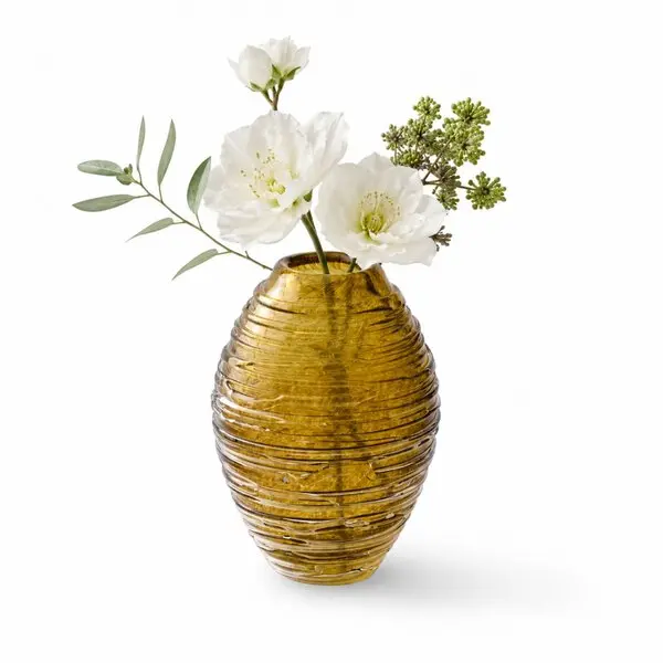 MARLETH Olive Glass Vase Ribbed