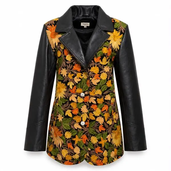 ZASTASTUDIO Hand-embroidered Leather Blazer