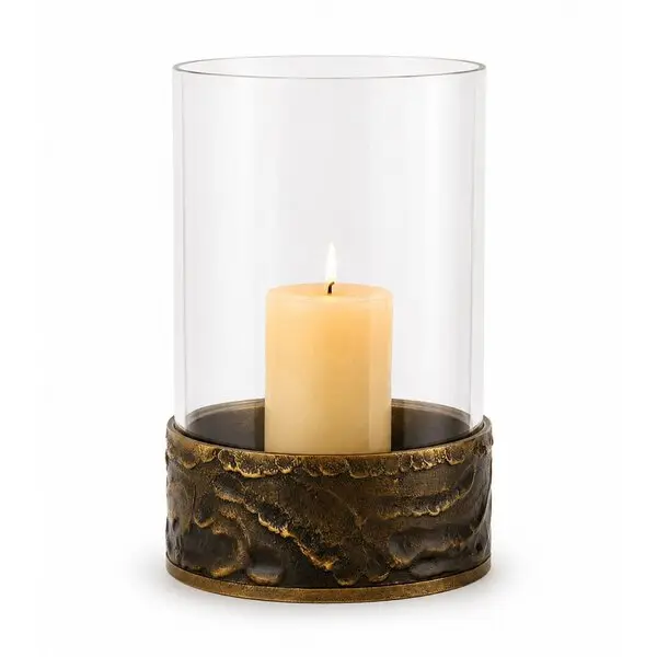 MARLETH Brass Drip Glass Hurricane Candle Holder