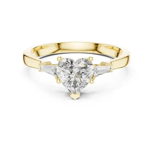 AYA FINE JEWELRY Liora Heart Cut Lab Grown Diamond Three Stone Ring - Yellow