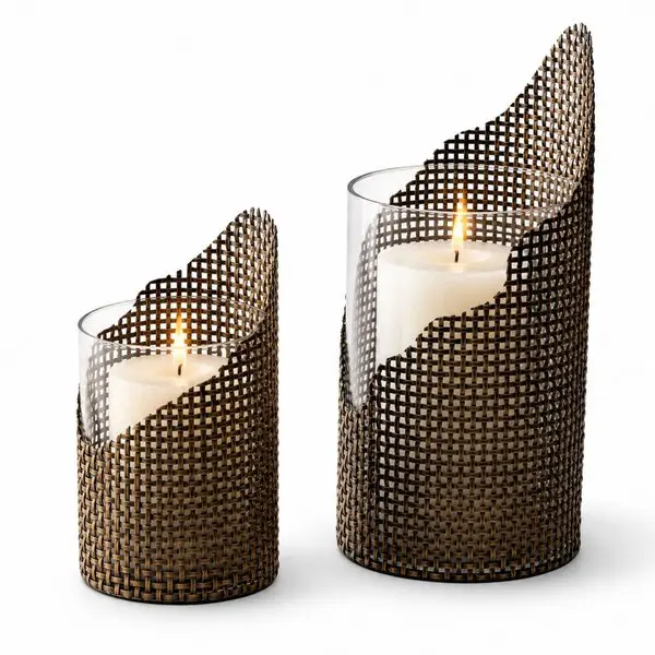 MARLETH Woven Glass Candle Holder Se