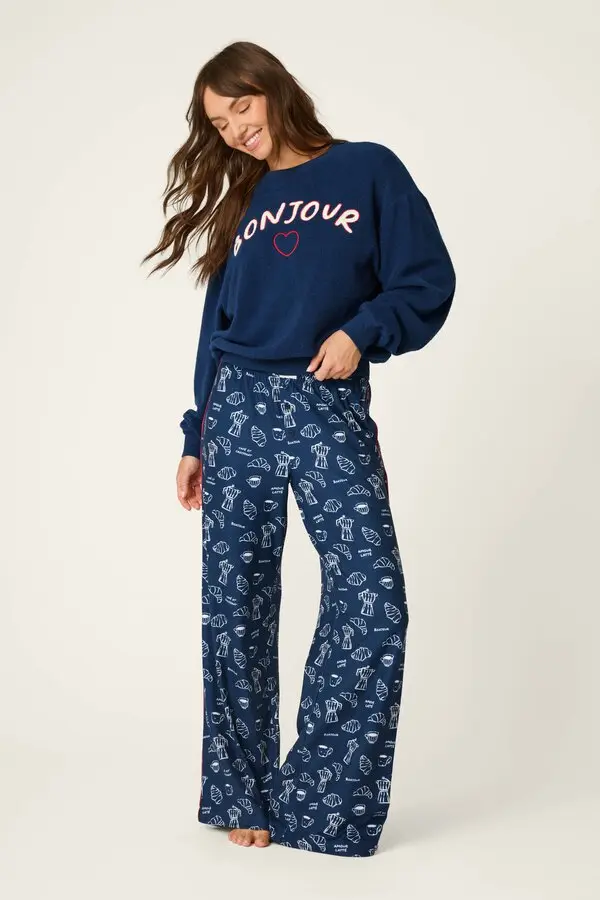PJ Salvage Bonjour Babe French Breakfast Print Pajama Pants