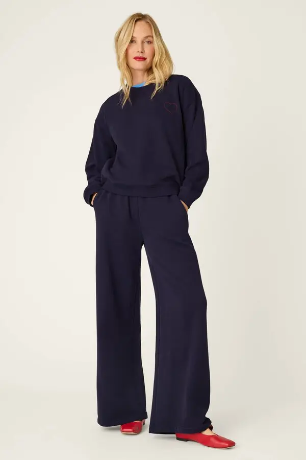 PJ Salvage C'est La Vie Embroidered Cotton Sweatshirt
