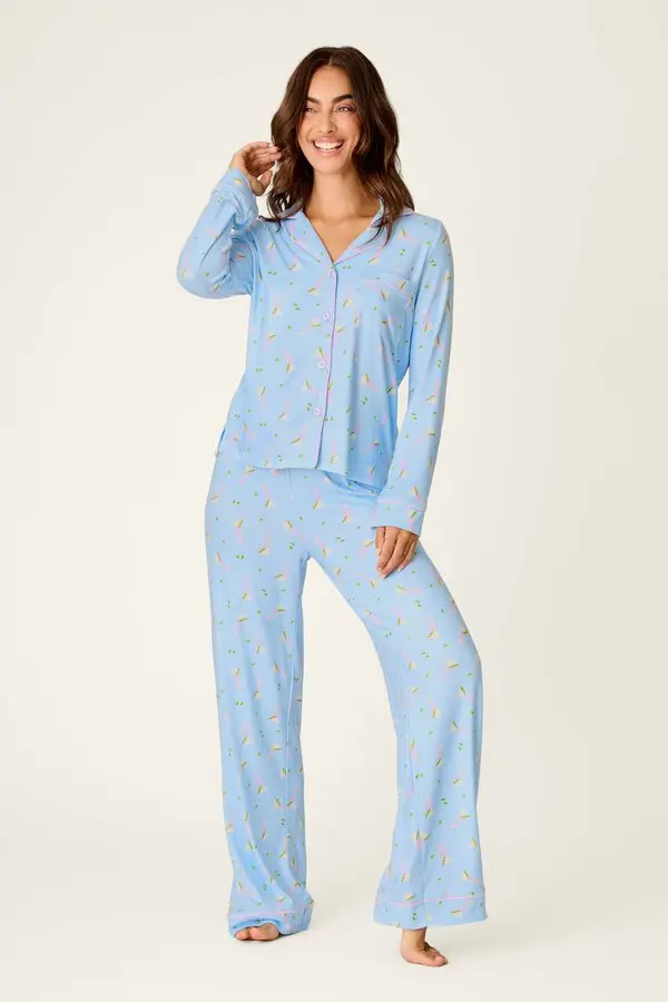 PJ Salvage Olive You Martini Print Long Sleeve Pajama Set