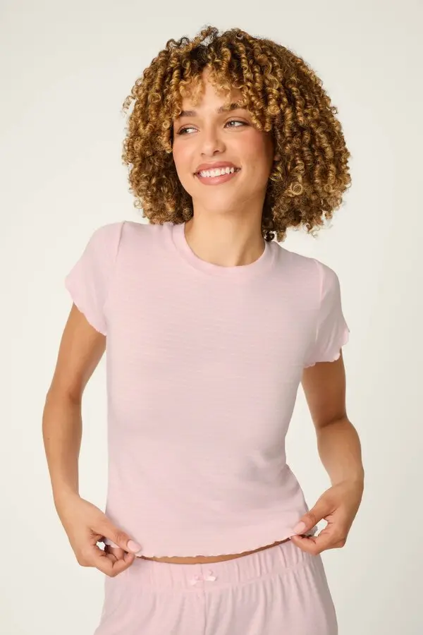 PJ Salvage Pretty Stripes Pointelle Short Sleeve Top