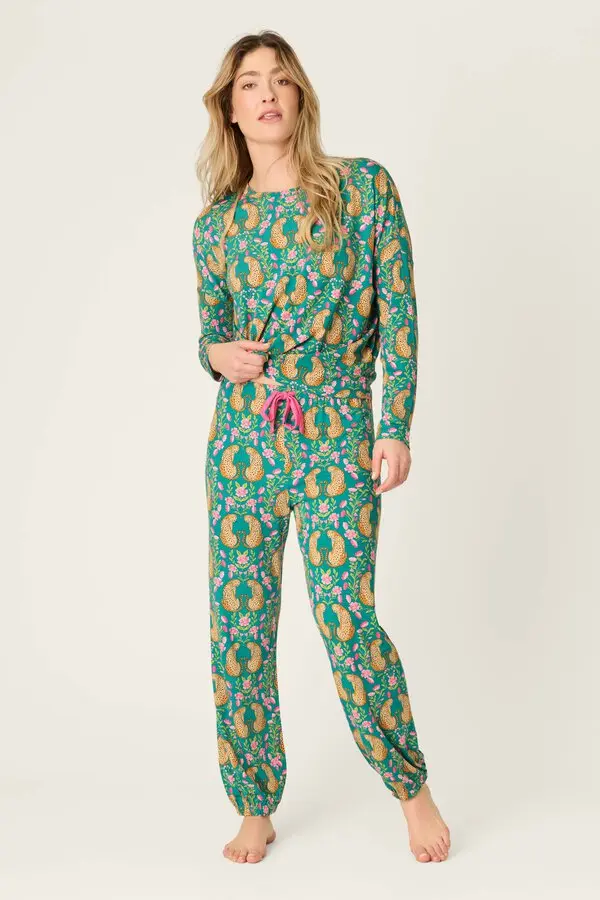 PJ Salvage Cheetah Print Modal Jersey Joggers