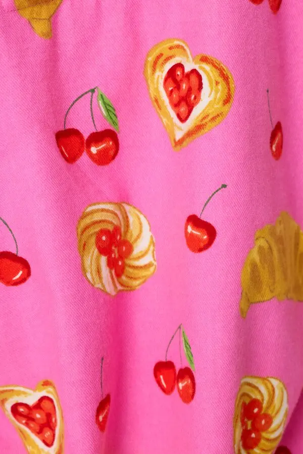 PJ Salvage Super-soft Cotton Sweet Cherry Tart Print Flannel Nightshirt