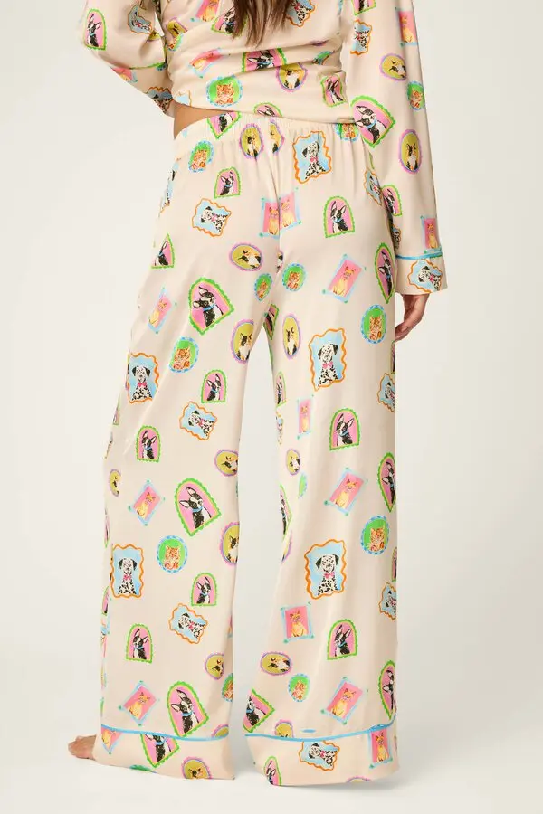 PJ Salvage Picture Purrfect Pet Portraits Satin Pajama Pants - Multi
