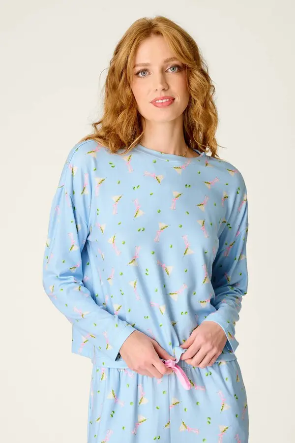 PJ Salvage Olive You Martini Print Long Sleeve Top