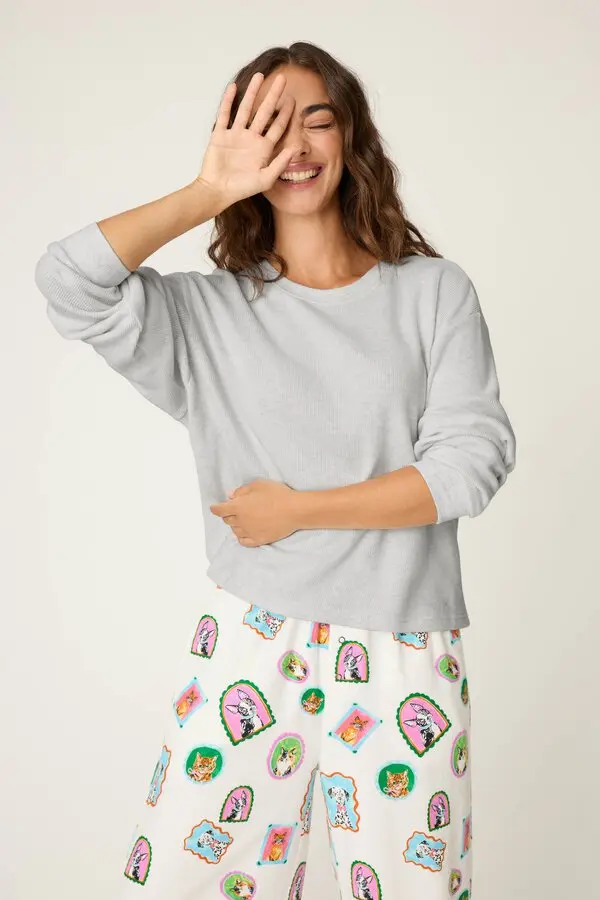 PJ Salvage Heather Grey Long Sleeve Top - Heather Cloud