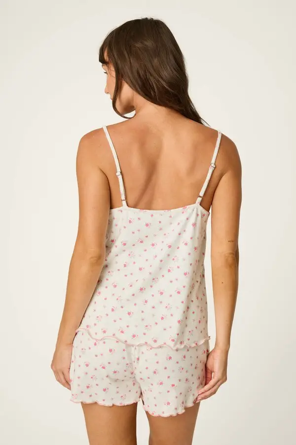 PJ Salvage Romantic Rose Ditsy Floral Print Tank - Heather Cloud