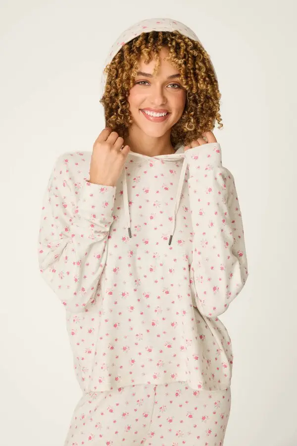 PJ Salvage Romantic Rose Ditsy Floral Print Hoodie