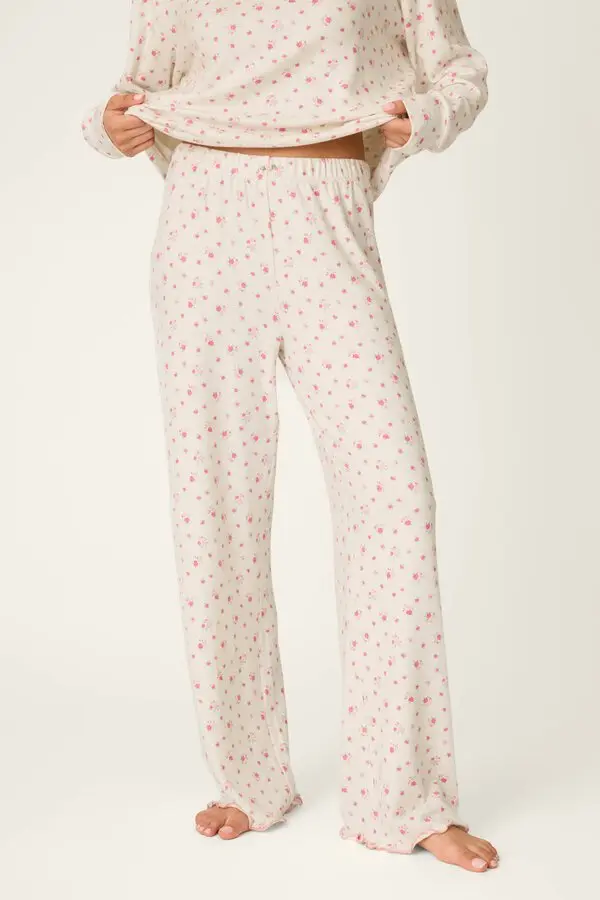 PJ Salvage Floral Print Wide-leg Pajama Pants