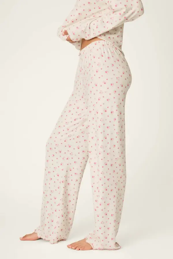 PJ Salvage Floral Print Wide-leg Pajama Pants