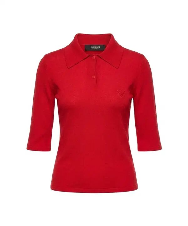 Gucci Fine Stretch Knit Silk Polo Shirt
