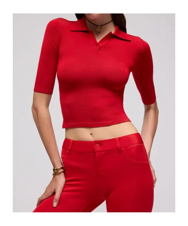 Gucci Fine Stretch Knit Polo Shirt - Red