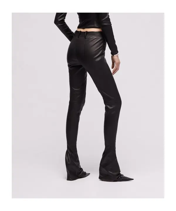 Gucci Lightweight Stretch Leather Pants With Flared Hem