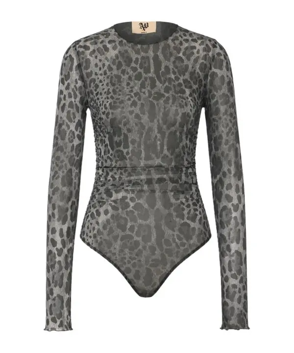 ANIYE BY Long Sleeve Leopard Print Sheer Bodysuit