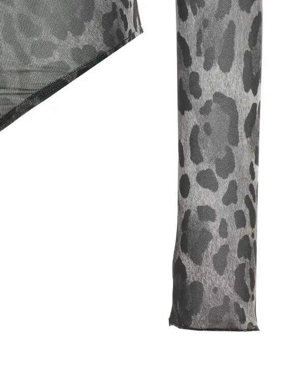 ANIYE BY Long Sleeve Leopard Print Sheer Bodysuit