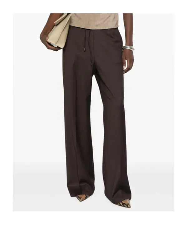 BERWICH Wide-leg Casual Trousers With Elasticated Waistband - Dark Brown