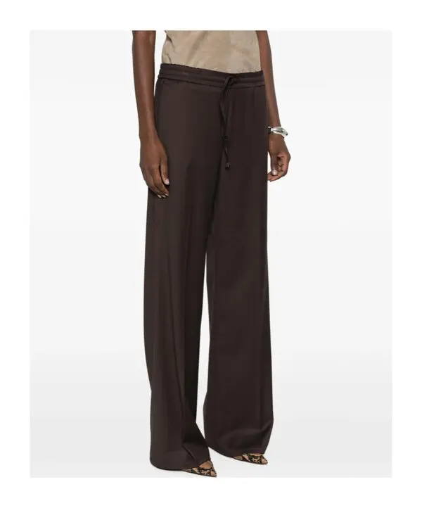 BERWICH Wide-leg Casual Trousers With Elasticated Waistband - Dark Brown