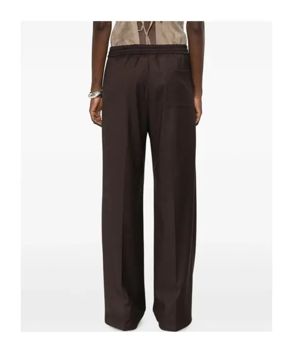 BERWICH Wide-leg Casual Trousers With Elasticated Waistband - Dark Brown