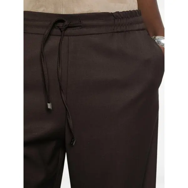 BERWICH Wide-leg Casual Trousers With Elasticated Waistband - Dark Brown