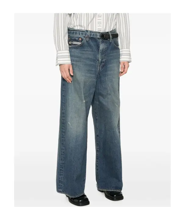 Sacai Distressed Wide-leg Jeans