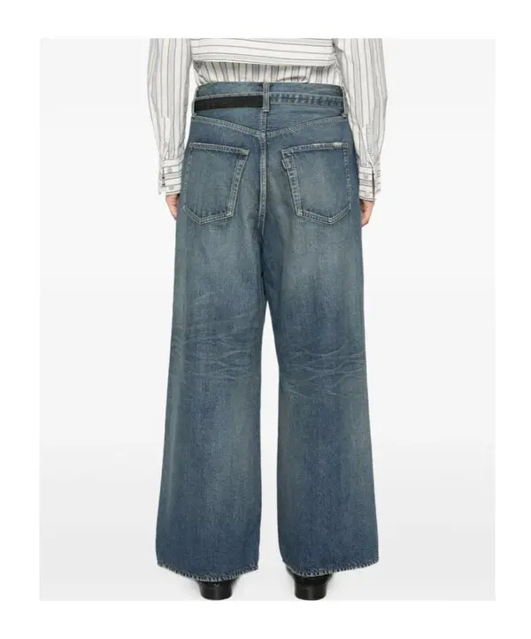 Sacai Distressed Wide-leg Jeans