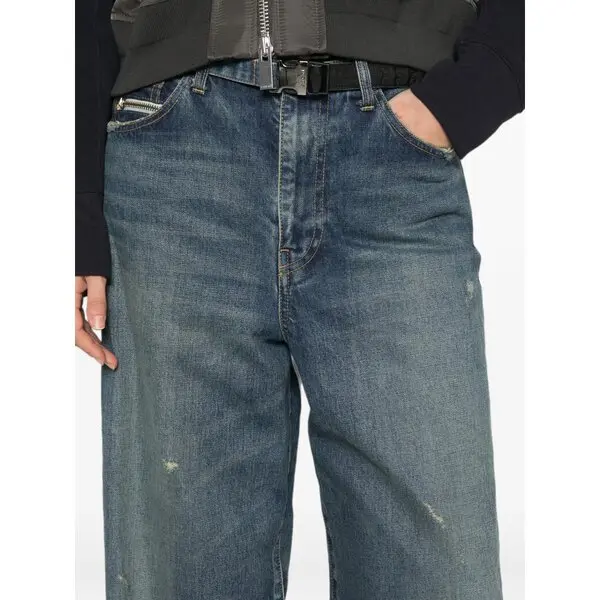 Sacai Distressed Wide-leg Jeans