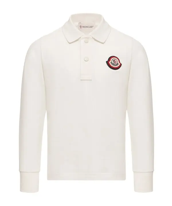 Moncler Long Sleeve Cotton Piquet Polo