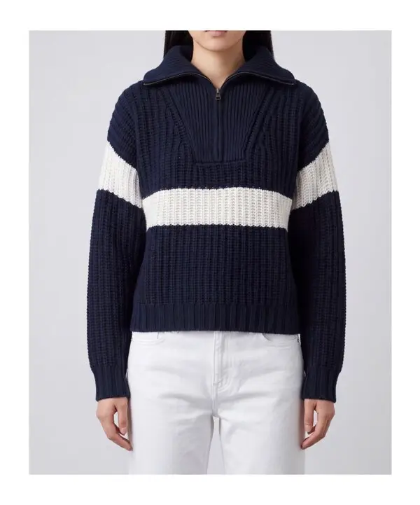 LISA YANG Half-zip Striped Knitted Sweater - No
