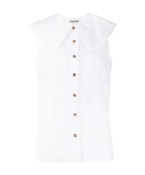 GANNI Ruffled-detail Sleeveless Blouse