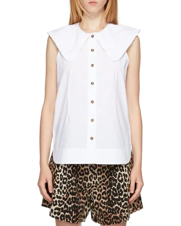 GANNI Ruffled-detail Sleeveless Blouse