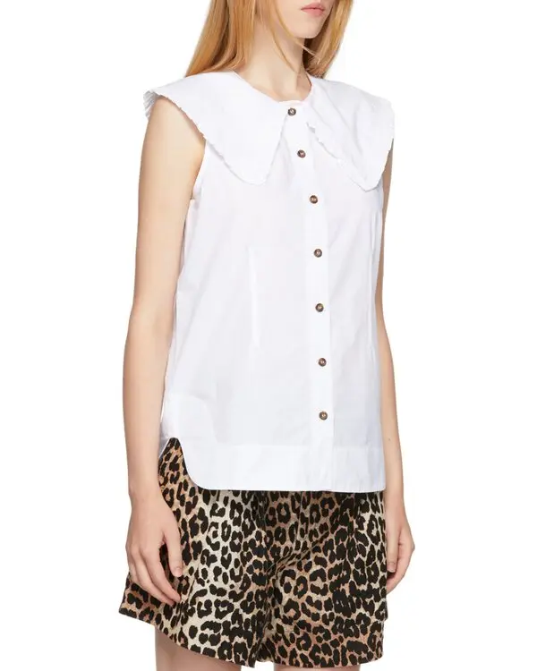 GANNI Ruffled-detail Sleeveless Blouse