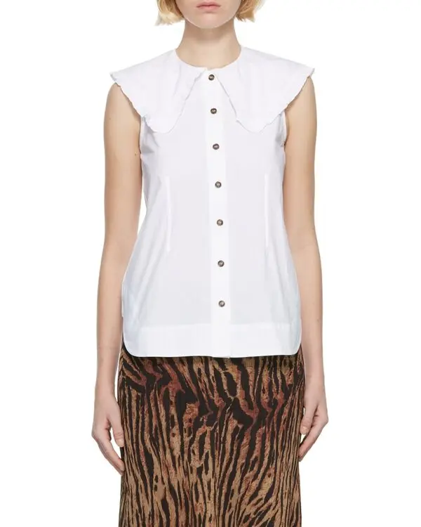 GANNI Ruffled-detail Sleeveless Blouse