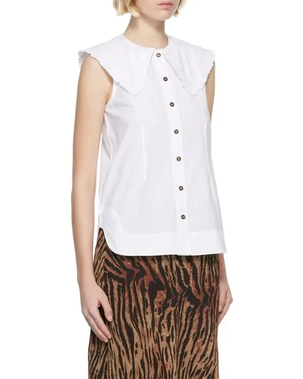 GANNI Ruffled-detail Sleeveless Blouse
