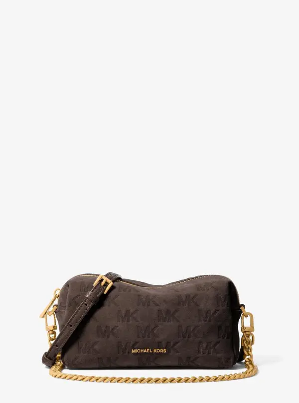 Michael Kors Bryant Small Logo Embossed Suede Convertible Crossbody Bag - Brown