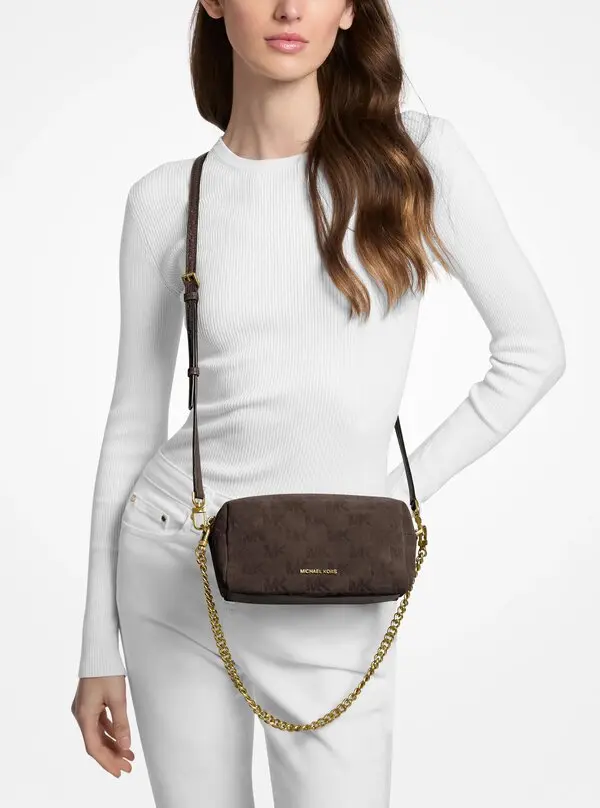 Michael Kors Bryant Small Logo Embossed Suede Convertible Crossbody Bag - Brown