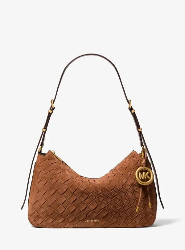 Michael Kors Nolita Medium Hand-woven Suede Shoulder Bag - Brown