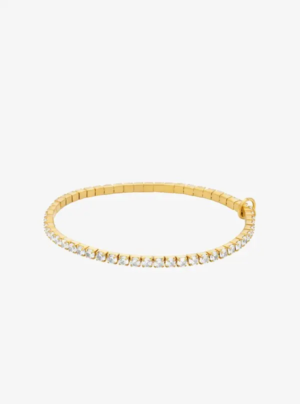 Michael Kors Pavé Cubic Zirconia Stretch Tennis Bracelet With Charm - Gold