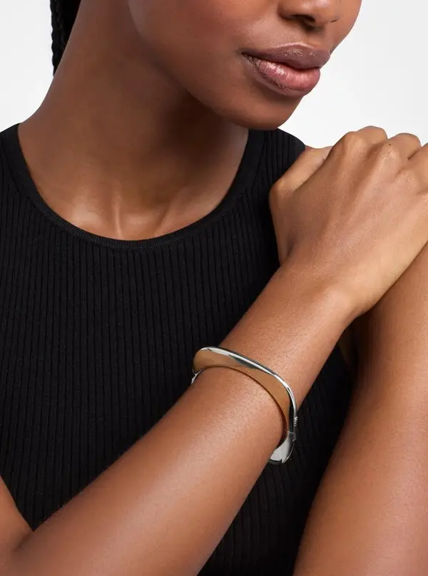 Michael Kors Square Bangle With Knife-cut Edges - Silver