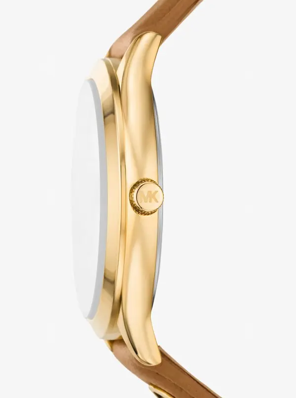 Michael Kors Slim Runway Gold-tone Leather Watch