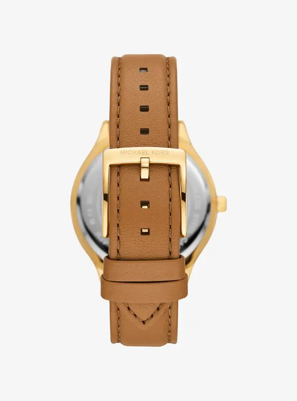 Michael Kors Slim Runway Gold-tone Leather Watch